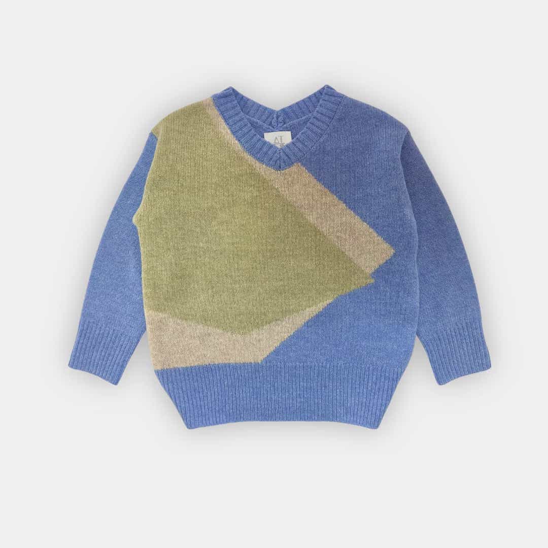 Kids Merino V-Neck Knit –Intarsia |Soft, Natural & Made to Last(2–12Y ...