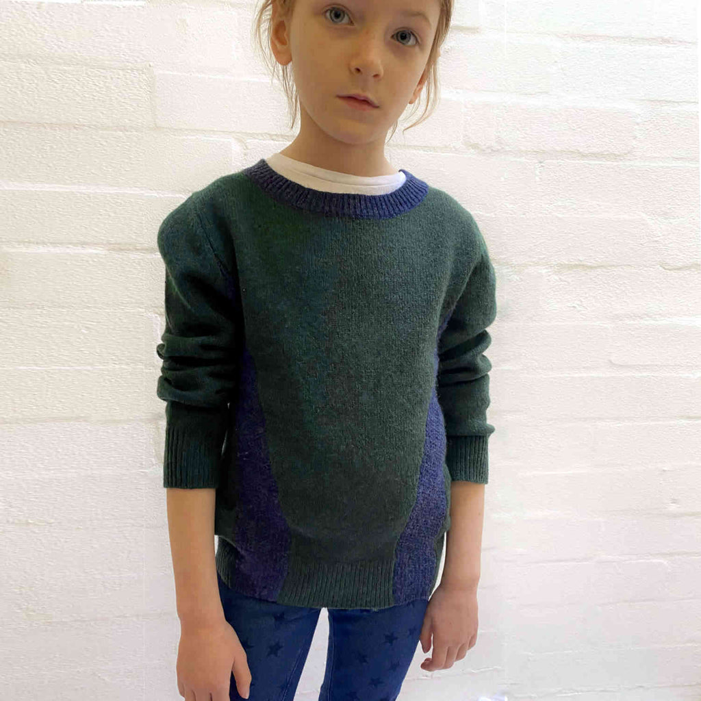 Kids Merino Wool Jumper: River Crew in Green – Atly Crew