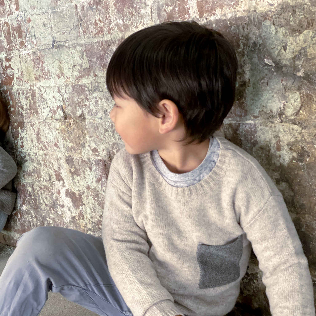 Kids Merino Wool Pocket Crew Jumper – Blue Whale (2–12Y) – Atly Crew