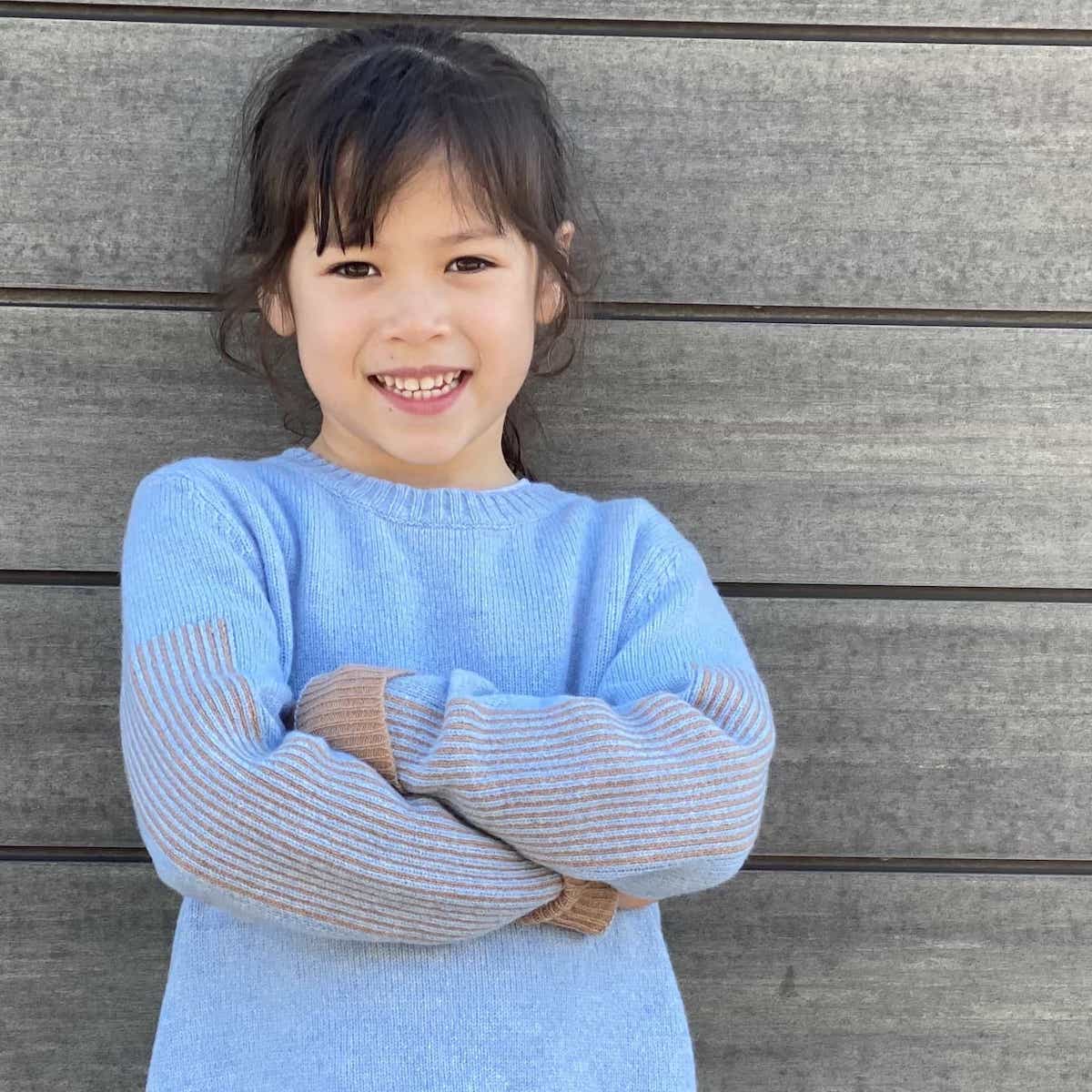 Kids Merino Wool Jumper: Ren Sleeve in Blue – Atly Crew