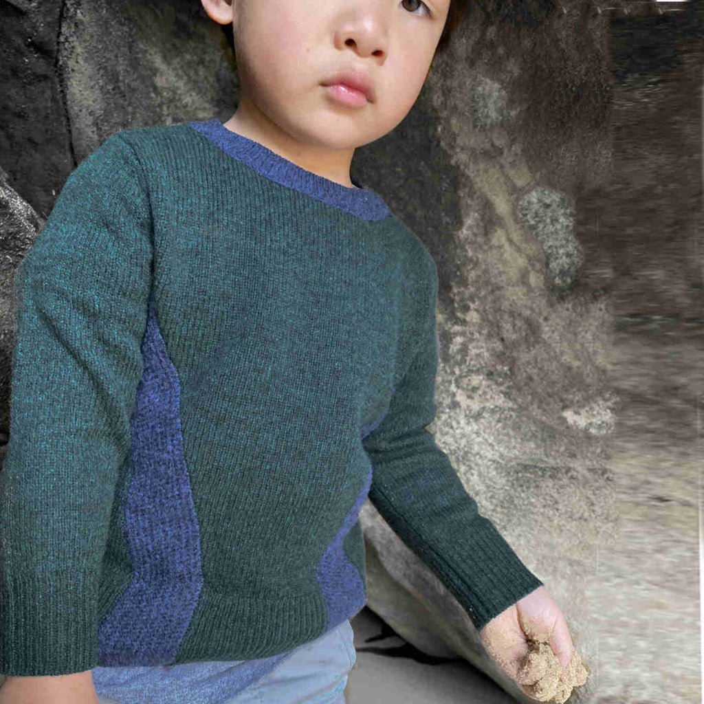 Kids Merino Wool Jumper: River Crew in Green – Atly Crew